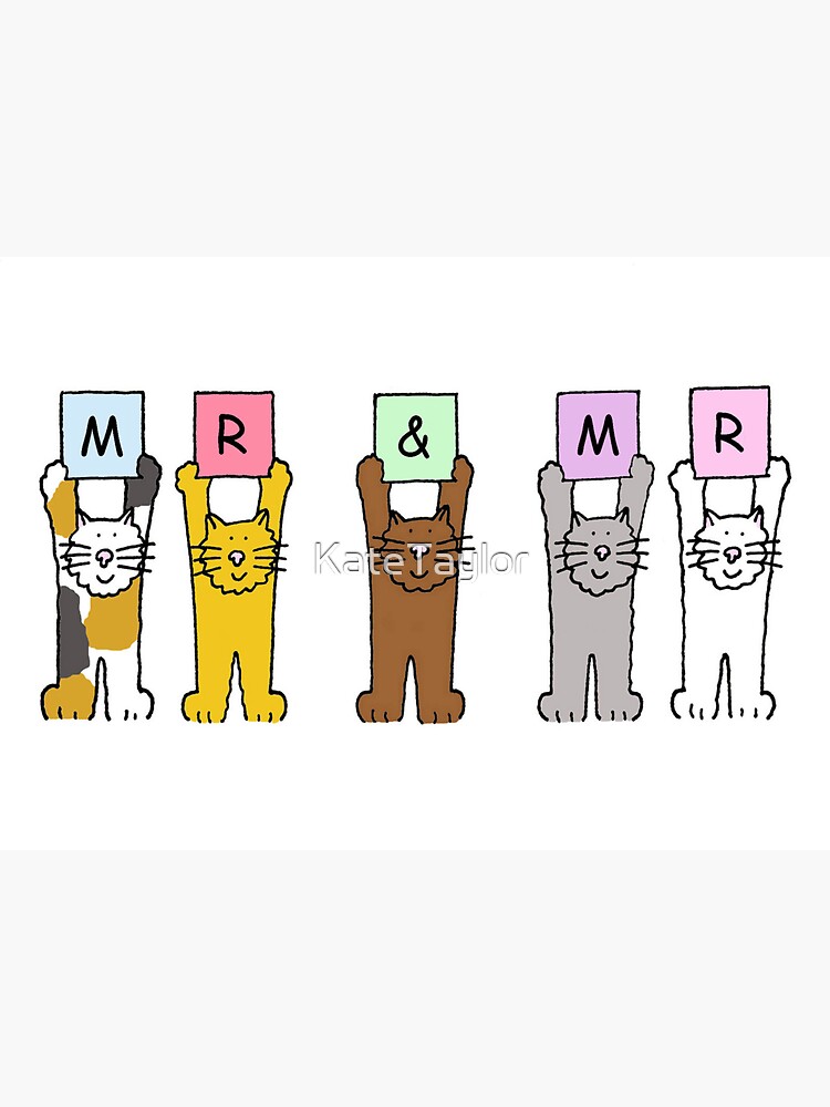 "Mr and Mr Cartoon Cats with Letters" Sticker for Sale by KateTaylor ...