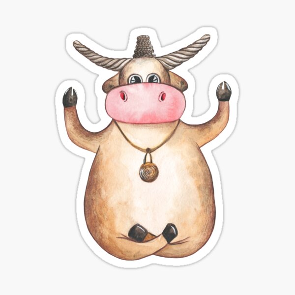 "Watercolor Yoga Meditating Bull " Sticker for Sale by ColoursOfWind ...