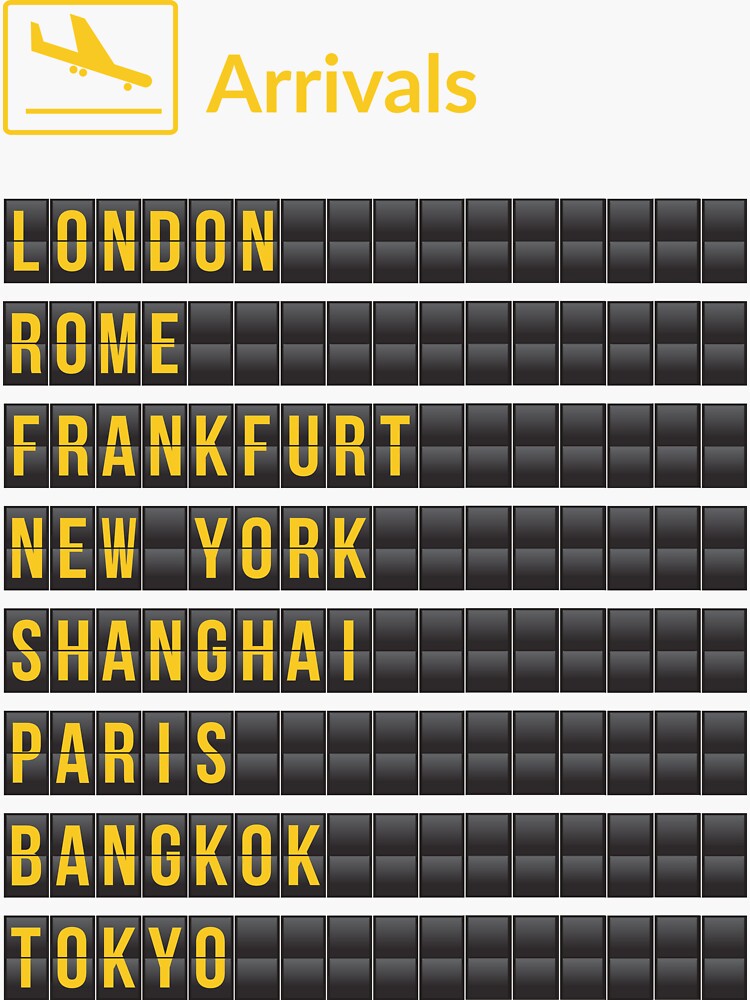 "Airport Board Arrivals" Sticker for Sale by anass002 | Redbubble
