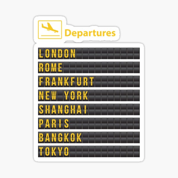 "Airport Board Departures" Sticker for Sale by anass002 | Redbubble