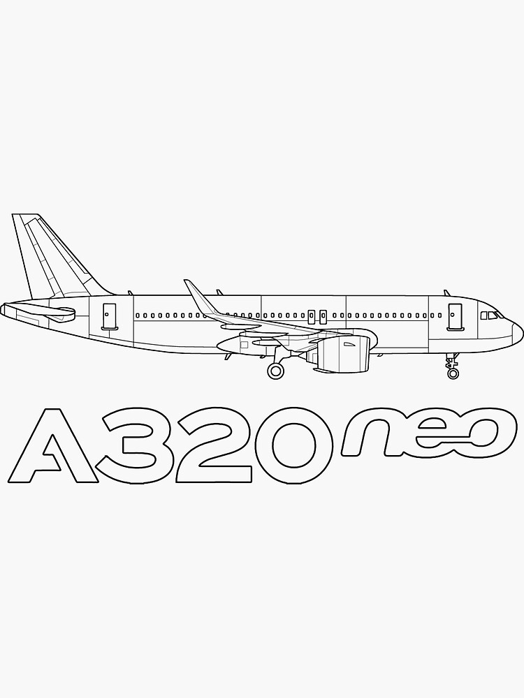 "Airbus A320neo Black Outline" Sticker for Sale by Avi8orGear | Redbubble