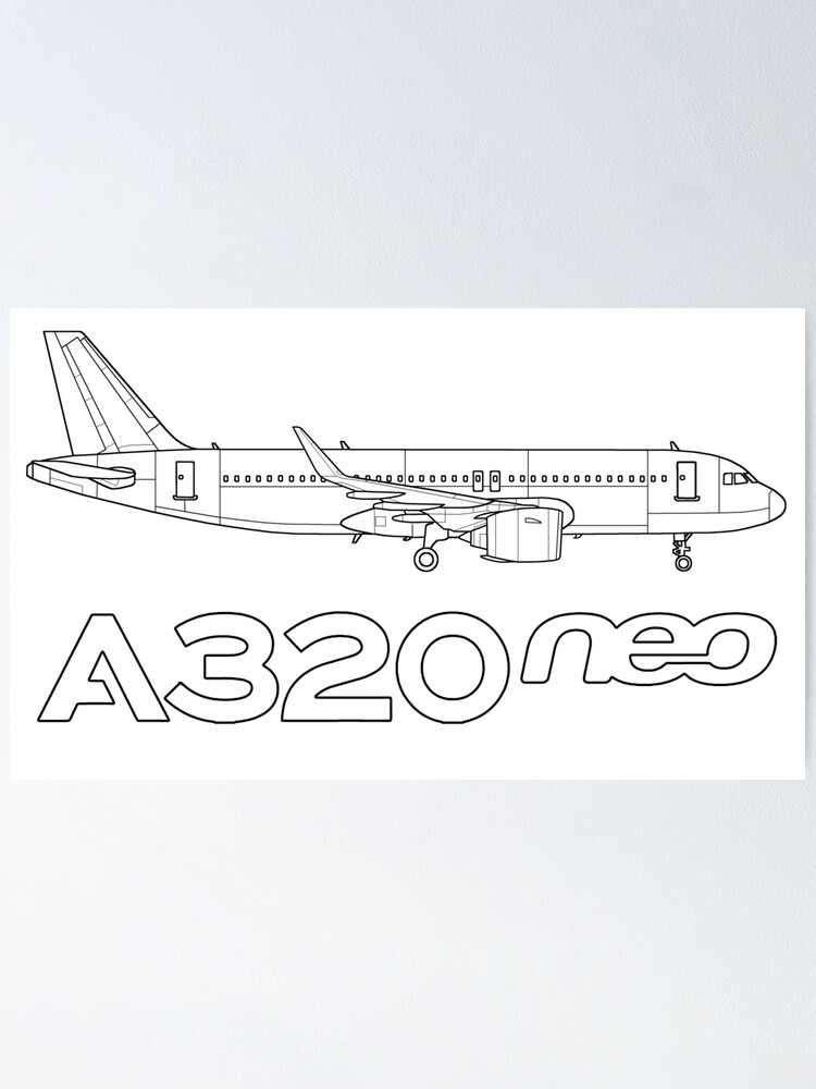 "Airbus A320neo Black Outline" Poster for Sale by Avi8orGear | Redbubble