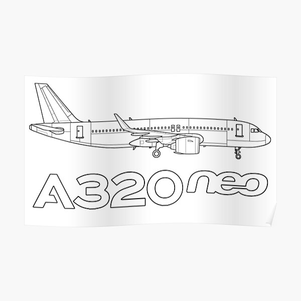 "Airbus A320neo Black Outline" Poster for Sale by Avi8orGear | Redbubble