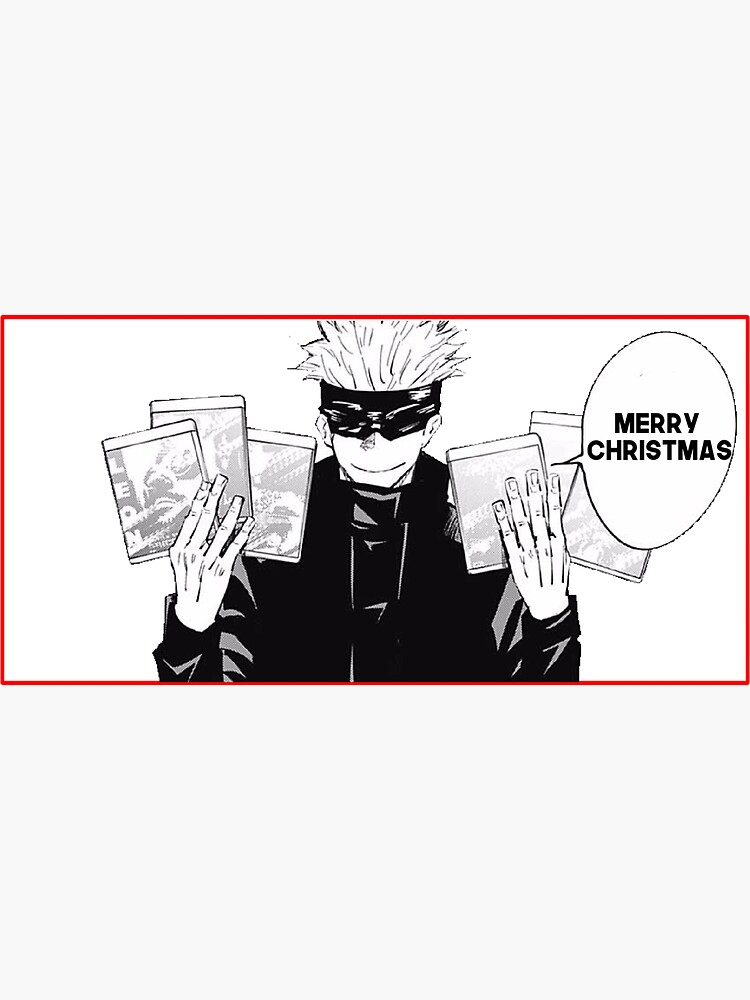 "satoru gojo christmas" Sticker by morpheuzz | Redbubble