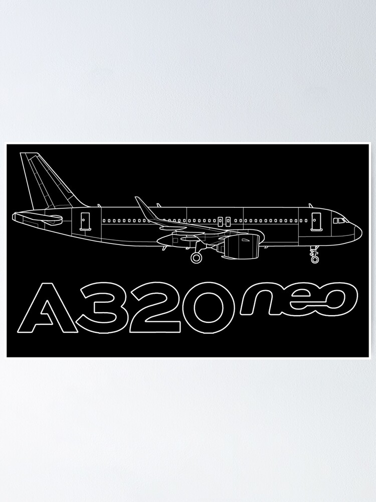 "Airbus A320neo White Outline" Poster for Sale by Avi8orGear | Redbubble