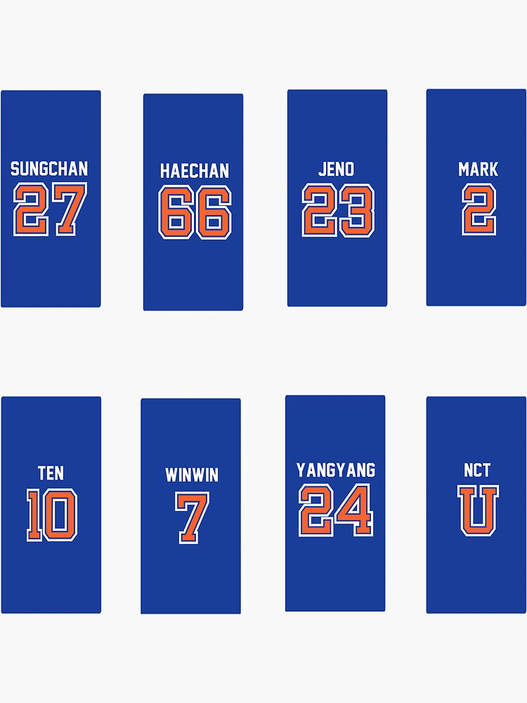 "NCT U 90s Love Jersey Names and Numbers Set" Sticker for Sale by ...