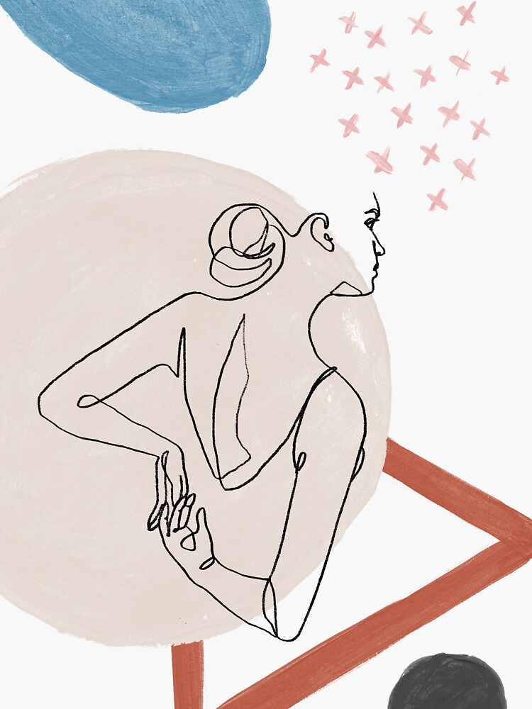"Woman Back Outline, Line Art, Line Drawing, One Line, Female" Sticker ...