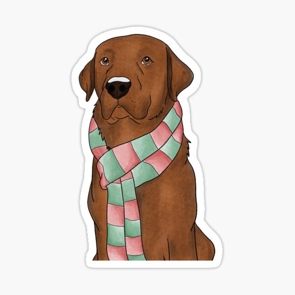 "Fox Red Lab with Christmas Scarf " Sticker by rmcbuckeye | Redbubble