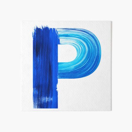 Lámina rígida «Letra P pintado acuarela azul» de Trassia | Redbubble