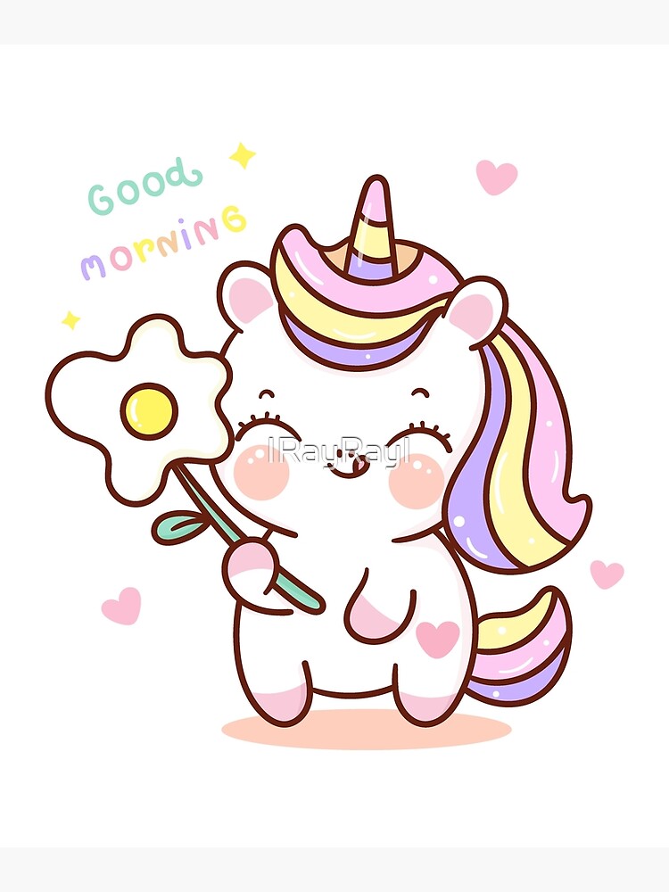 "Good morning Unicorn with flower" Poster for Sale by IRayRayI | Redbubble