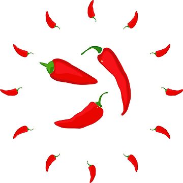 "Spicy Red Chilli Peppers Clock" Clock for Sale by CreativeBridge ...