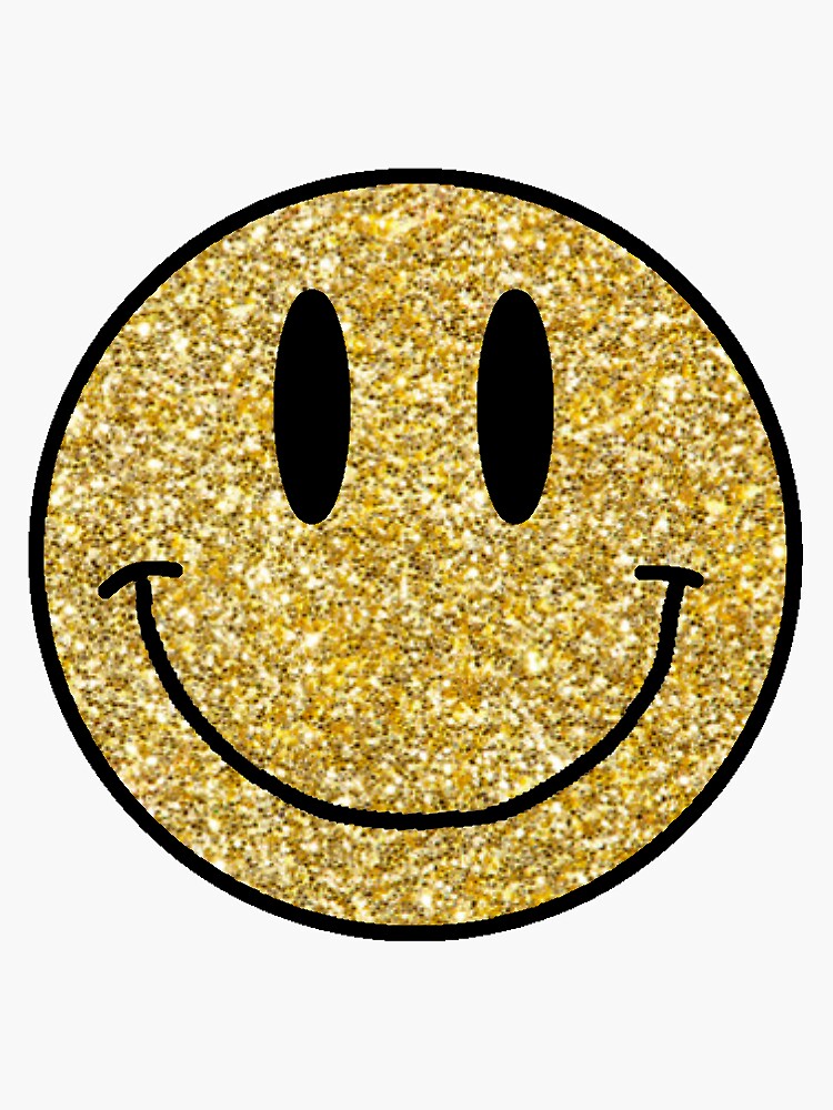 "Gold Glitter Smiley Face " Sticker for Sale by Mistydesign | Redbubble