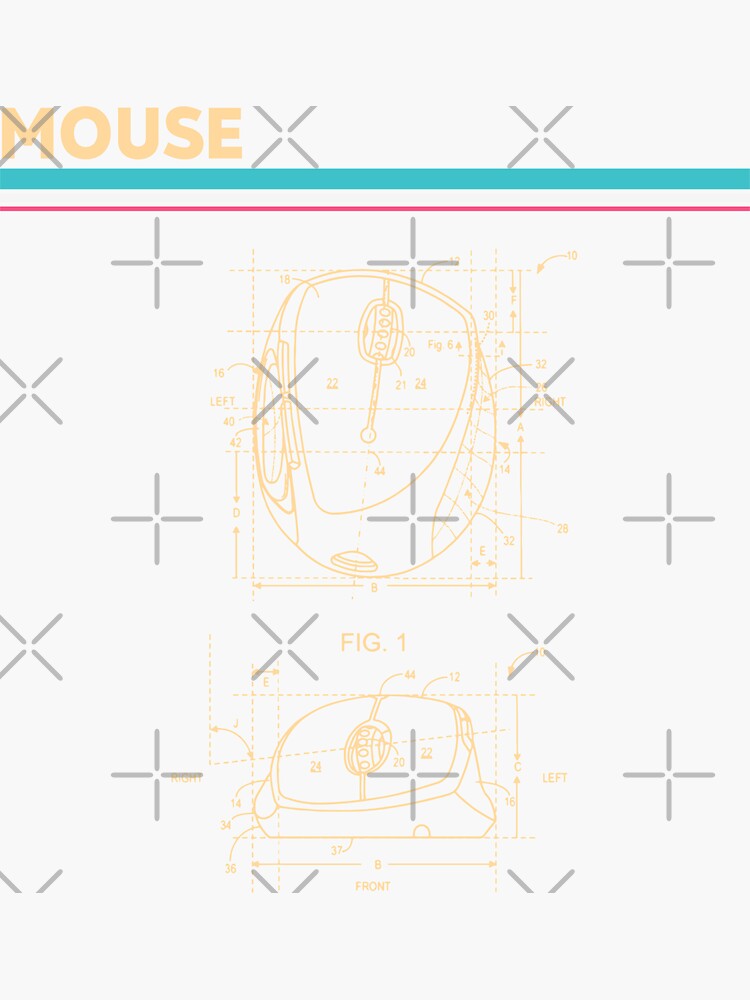 "Computer Mouse Dimensions Vintage design " Sticker for Sale by monoRad ...