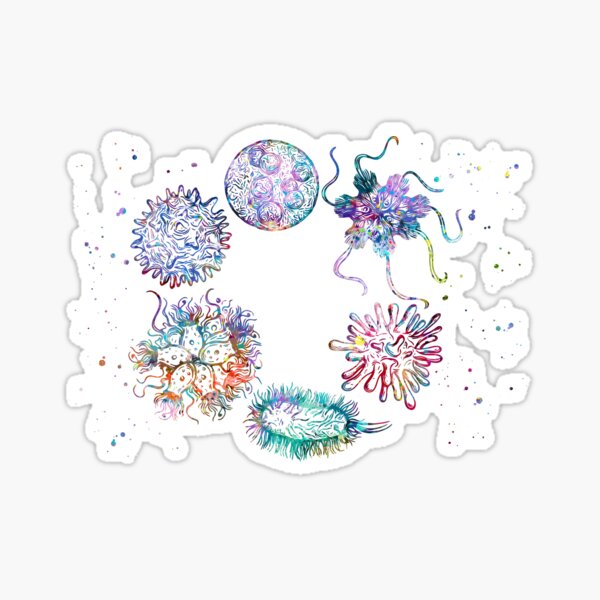 "Microbes and Viruses" Sticker for Sale by EvasDreams | Redbubble