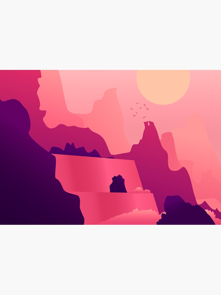 "Landscape of pink waterfall behind the rocks" Sticker for Sale by Yeah ...