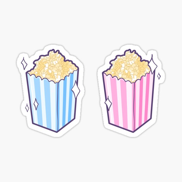 "Cute Pastel Blue And Pink Movie Popcorn " Sticker for Sale by ...