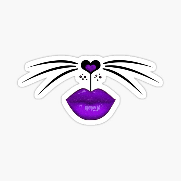 "Purple Lips Lolita Pout Cat Face" Sticker by GlamourChick | Redbubble