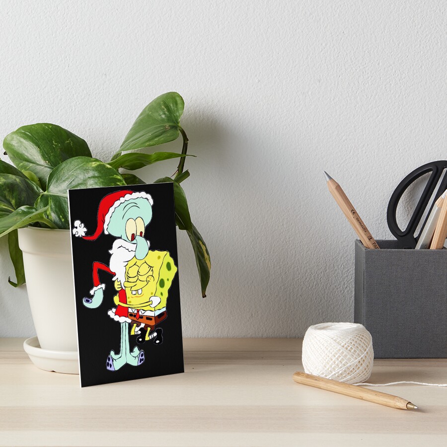 "Squidward Tentacles Santa Claus Christmas & spongebob" Art Board Print ...