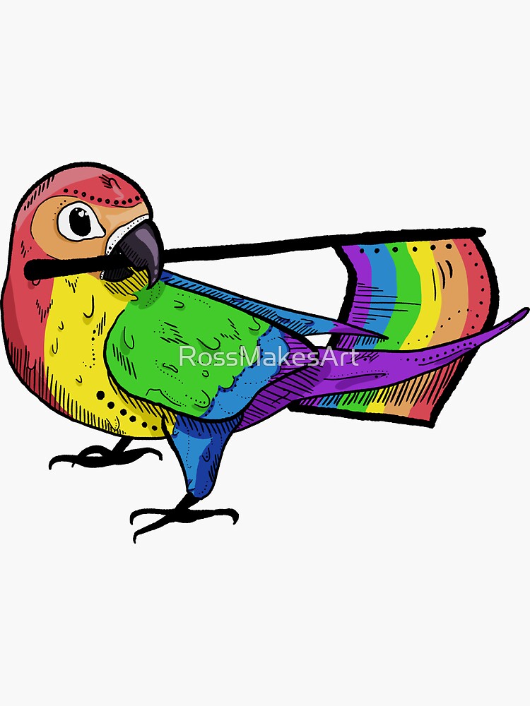 "Pride birds - lgbt conure parrot" Sticker for Sale by RossMakesArt ...