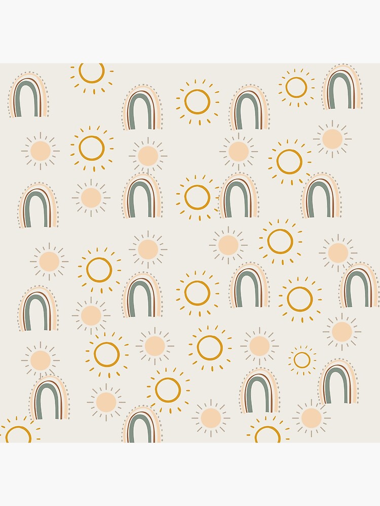 "Rainbow & Sun Aesthetic Pattern" Poster by izzyhase | Redbubble