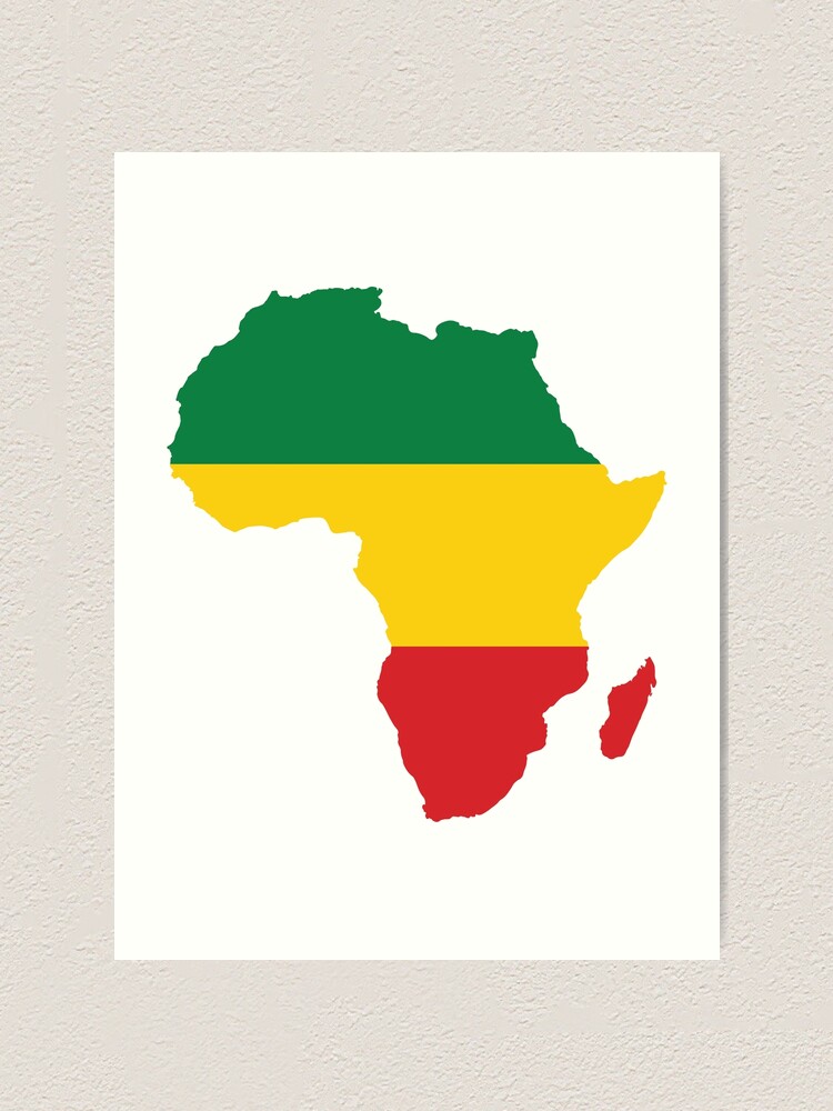 "Africa Map Rasta Flag Reggae Rastafarian " Art Print for Sale by ...