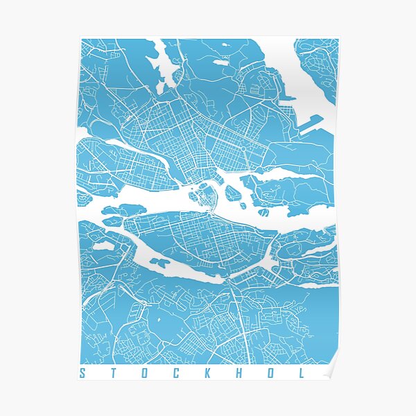 "Stockholm map blue" Poster by mapsart | Redbubble