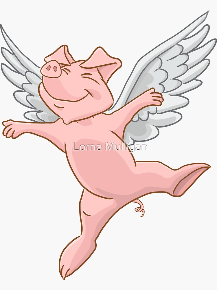 "Flying Pig" Sticker by lornamulligan | Redbubble