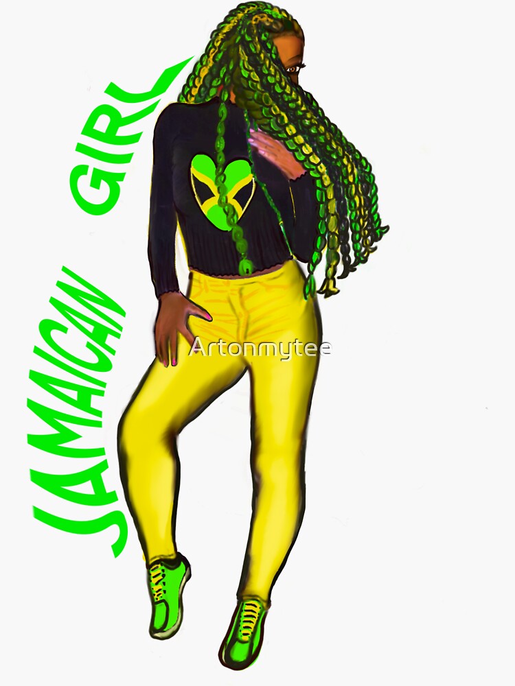 "Jamaican girl with colours of Jamaican flag in black green and gold ...