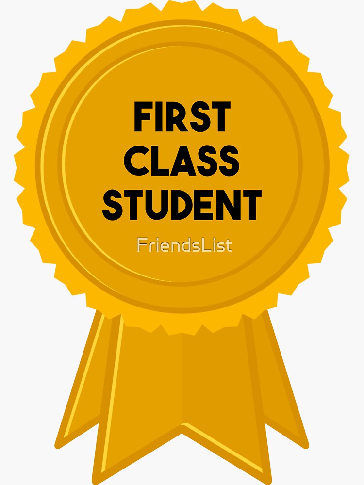 "First Class Student Award Ribbon Badge" Sticker for Sale by ...