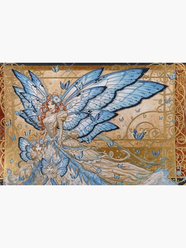 "Vintage illustration of fairies and their fairy queen with navy and ...