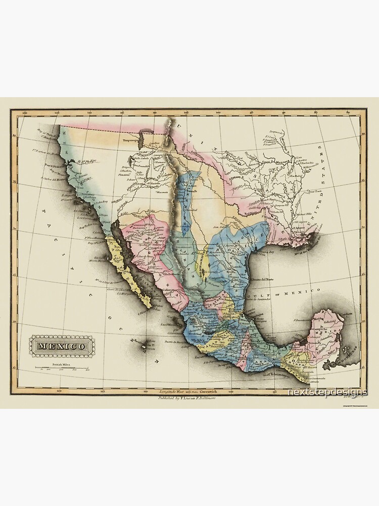 Pegatina «Mapa de México, 1823, Lucas F. Baltimore» de nextstepdesigns ...