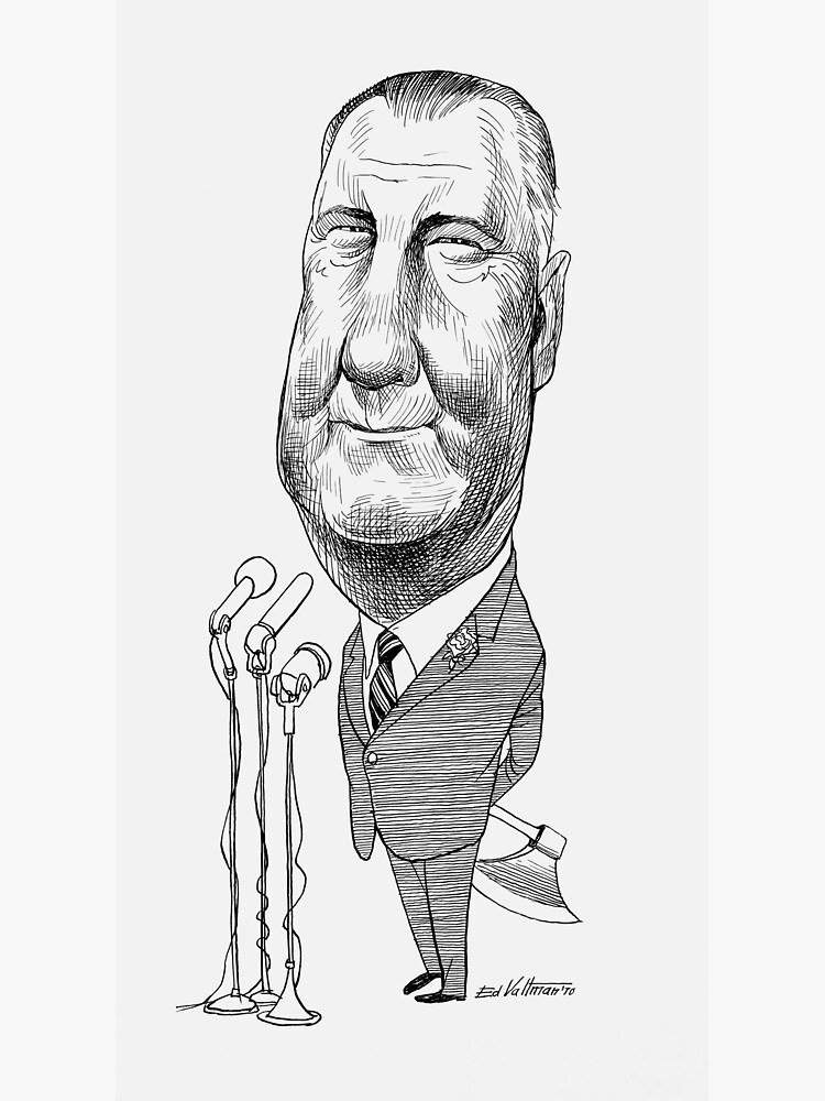 "Spiro Agnew Hiding His Axe Caricature - Edmund Valtman 1970" Sticker ...