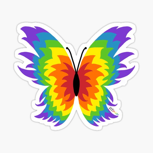 "Rainbow butterfly " Sticker for Sale by RikkyTeesPride | Redbubble
