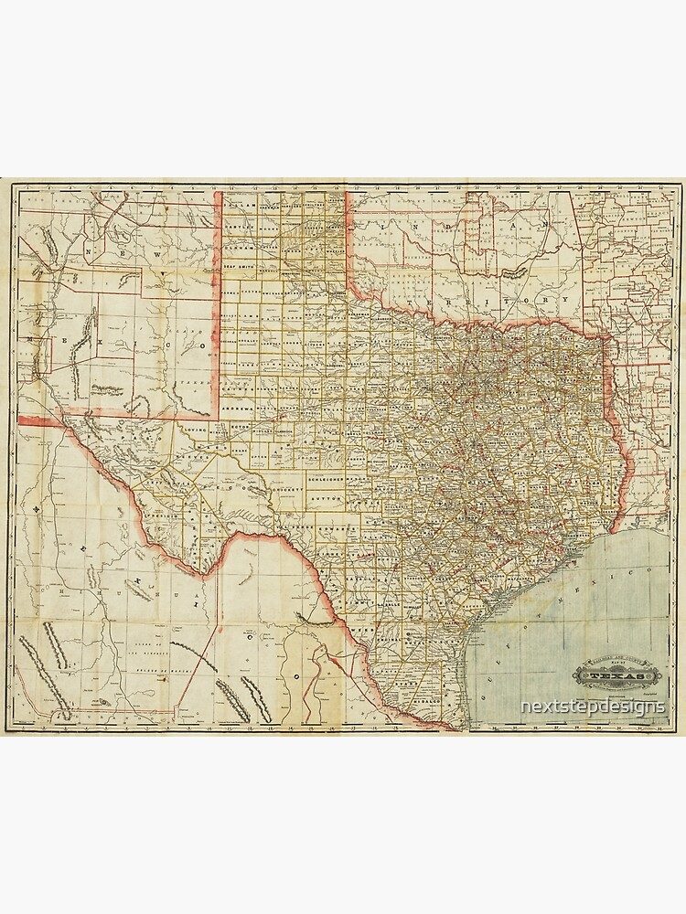 Póster «Mapa del ferrocarril del estado de Texas, 1890, George Cram» de ...