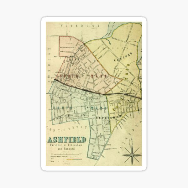 "Atlas of the Suburbs of Sydney - Ashfield (1880s map)" Sticker for ...