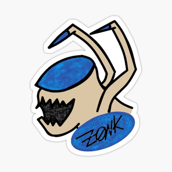 "Zonk the Bravest Blue Alien" Sticker for Sale by PaintedPalms | Redbubble