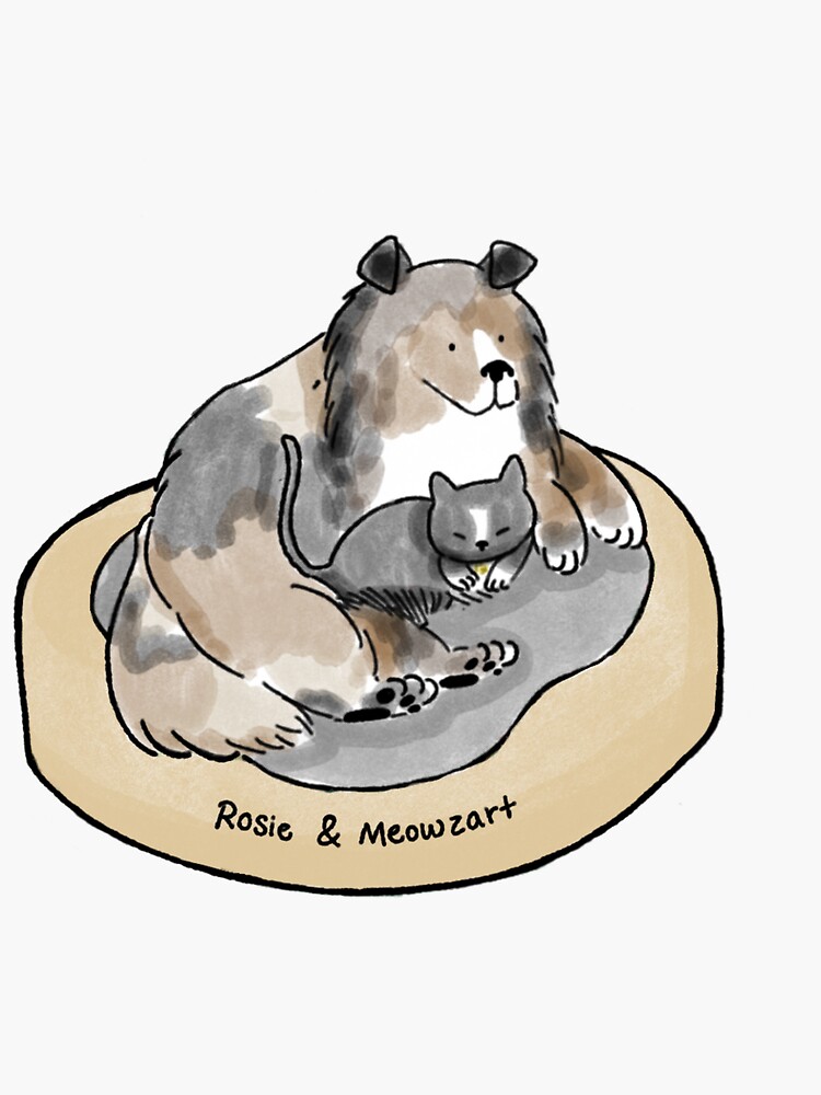 "Rosie and Meowzart" Sticker for Sale by akagoodvibes | Redbubble