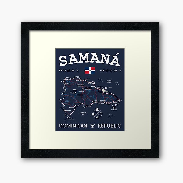 "Dominican Republic Flag Travel Map Samana Coordinates Roads Rivers and ...