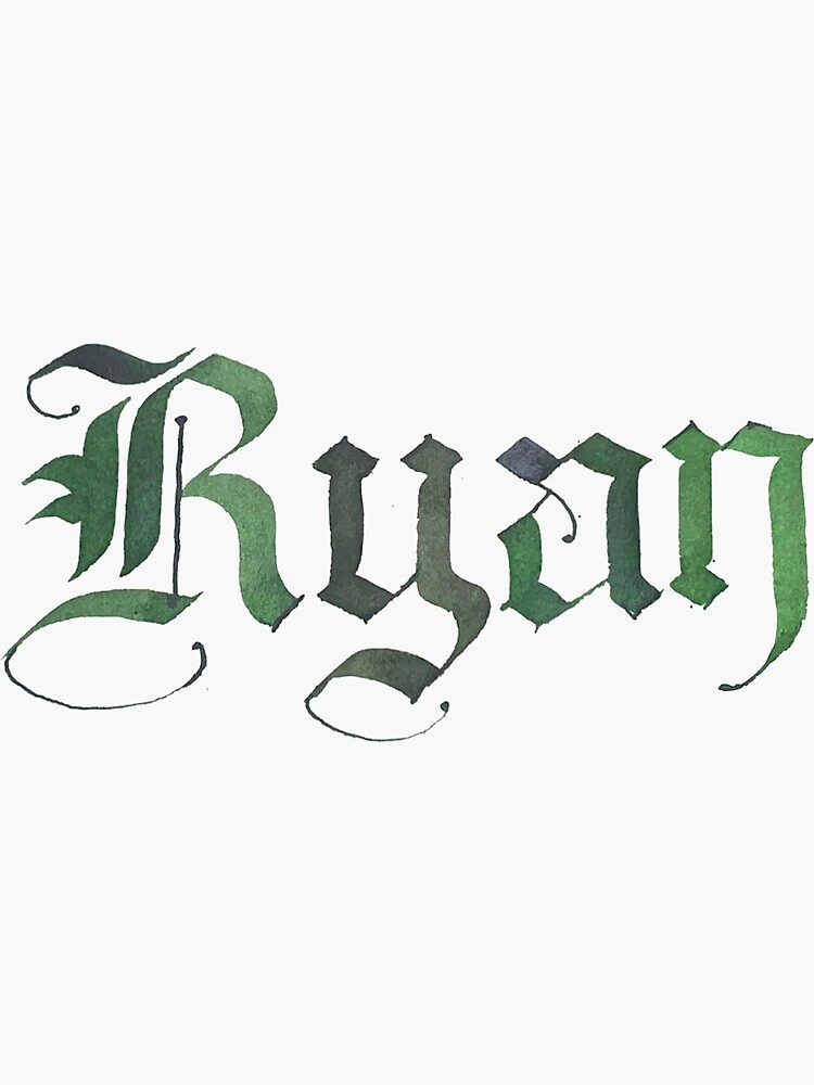 "Ryan - Personalized name in old English calligraphy" Sticker by ...