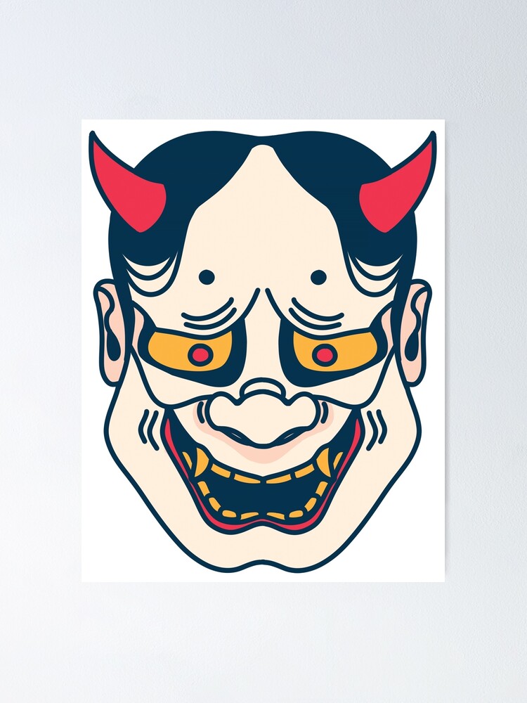 "japanese laughing demon mask" Poster for Sale by kompoy | Redbubble
