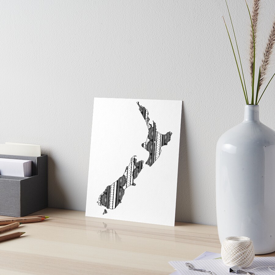 "New Zealand-Map-Pattern-Sticker" Art Board Print by LatitudeNZ | Redbubble
