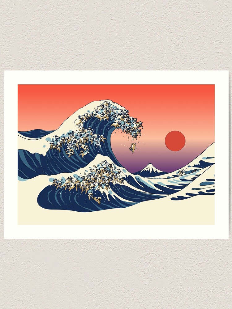 "The Great Wave of Pug" Art Print for Sale by Huebucket | Redbubble