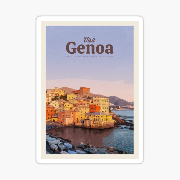 "Visit Genoa " Sticker for Sale by Mercury Club | Redbubble