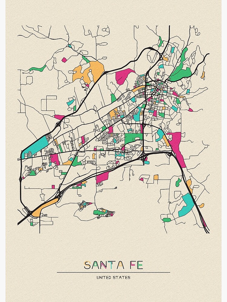 Santa Fe Map 1883 Topographical Map Of Santa Fe County New Mexico Wall