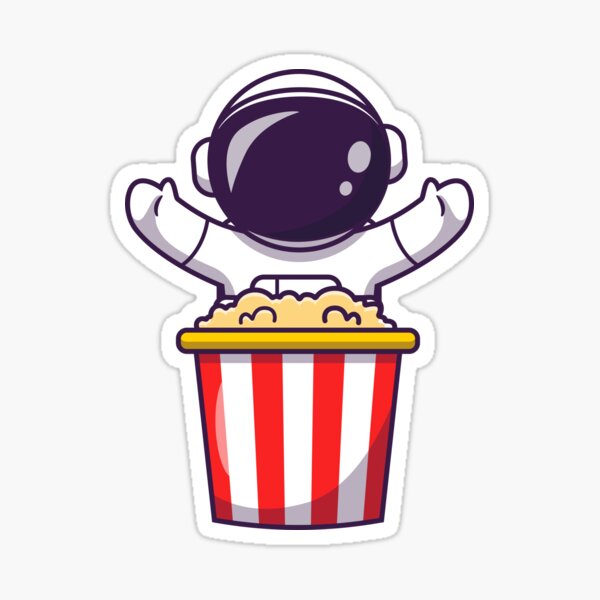 "Astronaut Spaceman with Popcorn" Sticker by vinniewhite | Redbubble