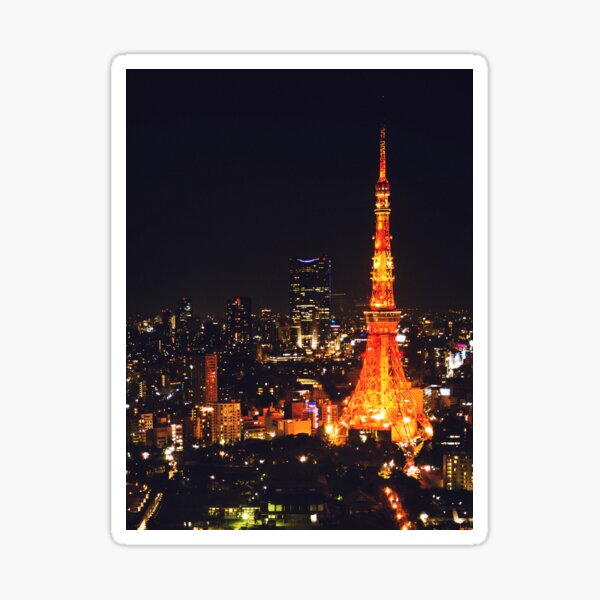 "tokyo tower at night" Sticker for Sale by franckreporter | Redbubble