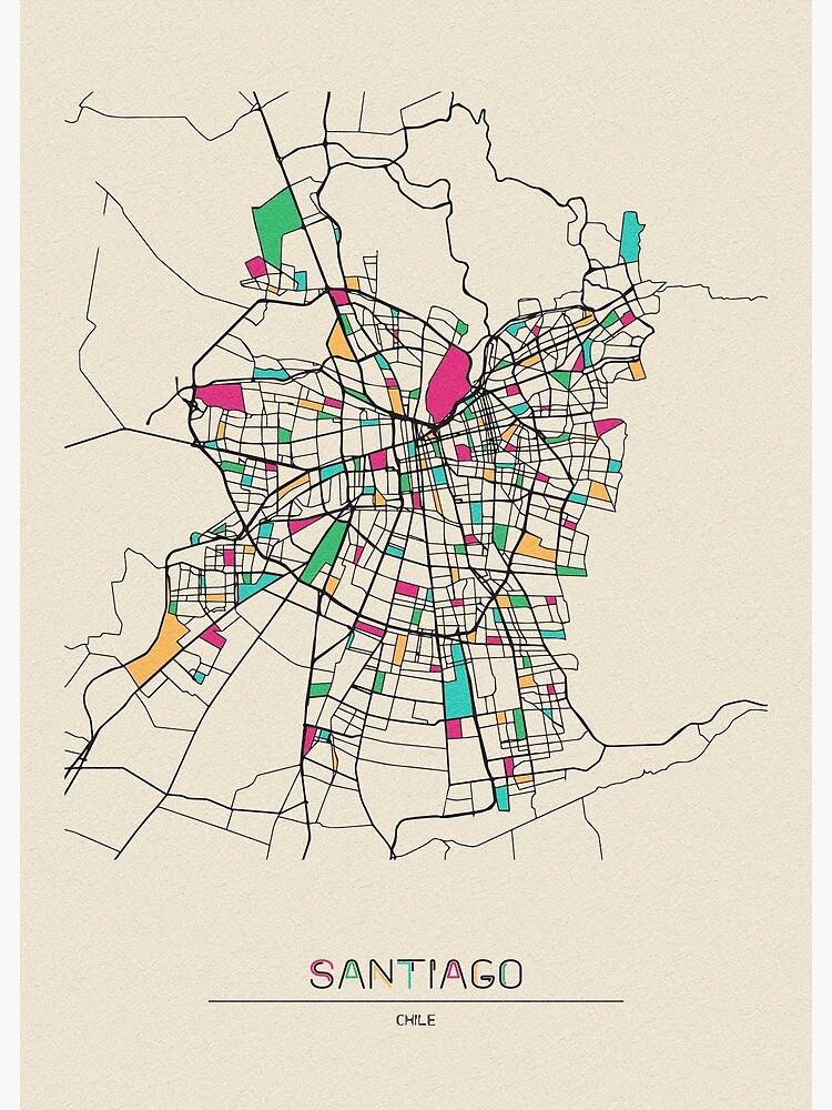 "Santiago, Chile Street Map" Poster for Sale by A Deniz Akerman | Redbubble