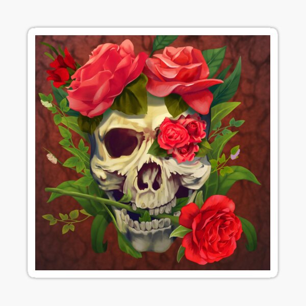 "Skull and roses" Sticker by Designsbychad | Redbubble