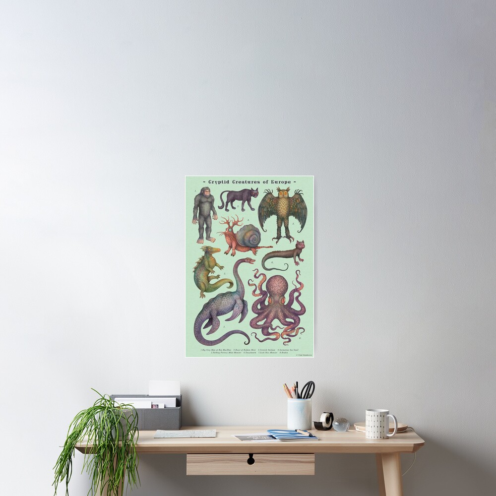 "Cryptids of Europe, Cryptozoology species" Poster by vladimirsart | Redbubble