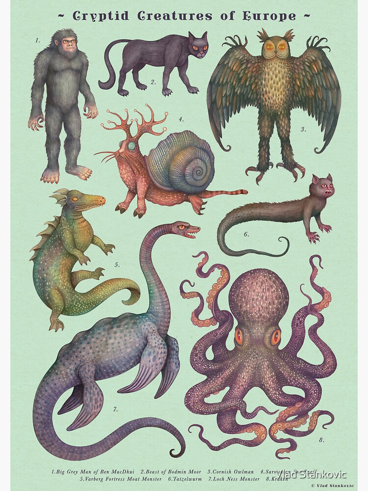 "Cryptids of Europe, Cryptozoology species" Sticker for Sale by ...